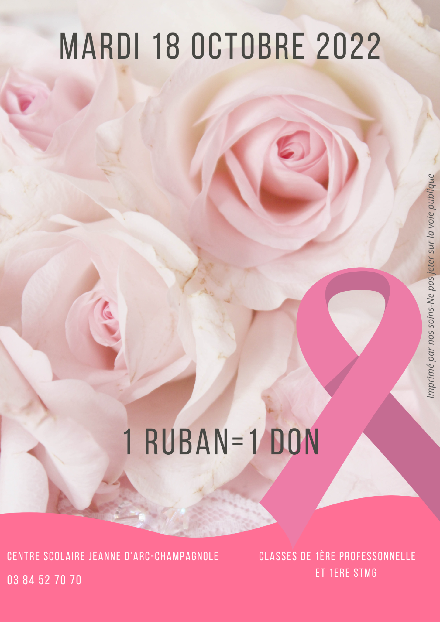1 RUBAN = 1 DON – OCTOBRE ROSE - OGEC CENTRE SCOLAIRE PRIVE JEANNE D AR